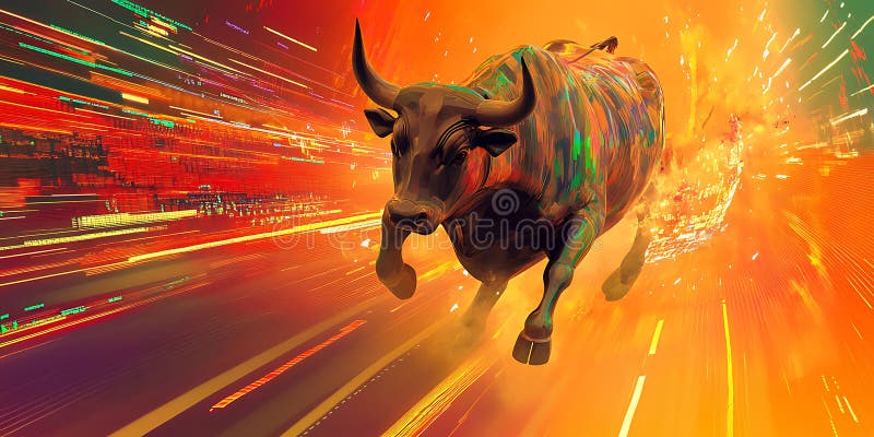 Dynamic Graphic of a Bull Charging through for Powerful Visual Impact ...