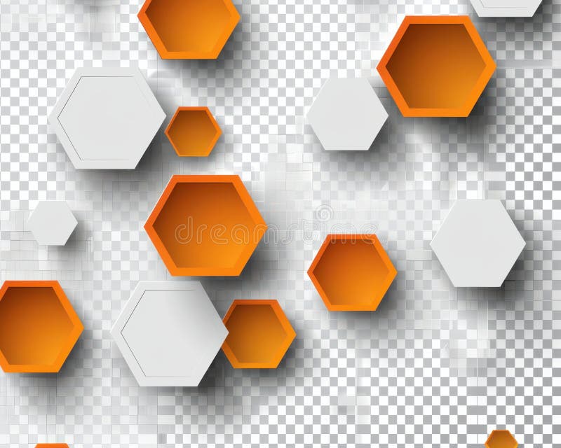 Graphic Design Featuring Geometric Hexagonal Shapes in Orange and White on a Transparent ...