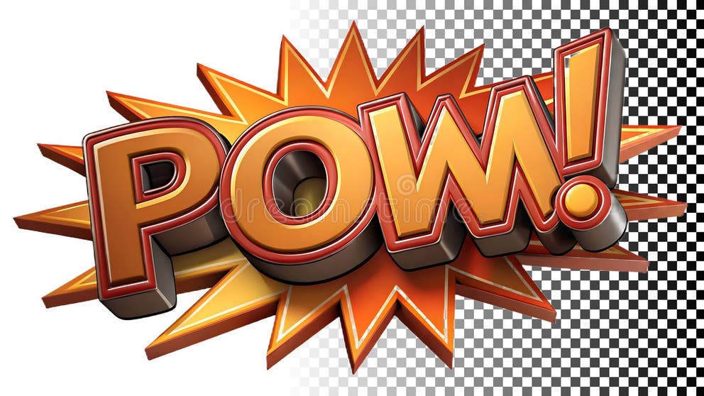 Comic Book Style "POW!" Text Graphic, Dynamic Explosion Sound Effect ...