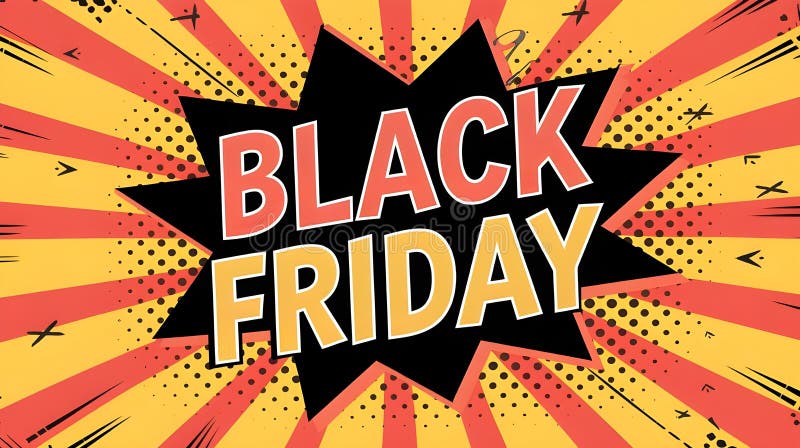 Black Friday Sale Banner Comic Pop Art Style Stock Illustration - Illustration of design ...