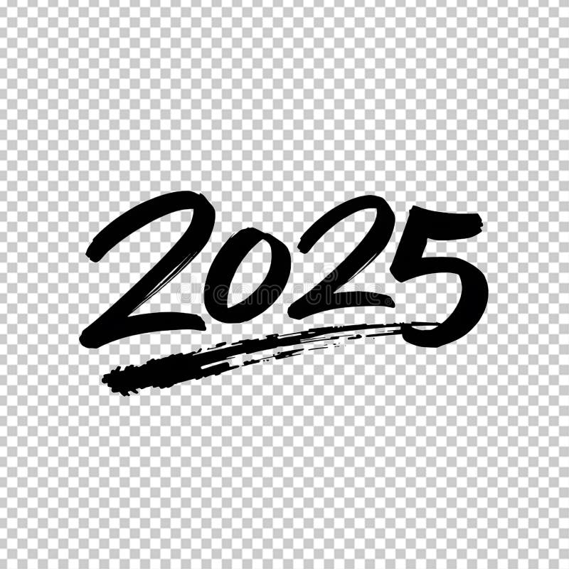 A Dynamic Graphic Featuring the Year 2025 in a Bold, Hand-drawn, Brush ...