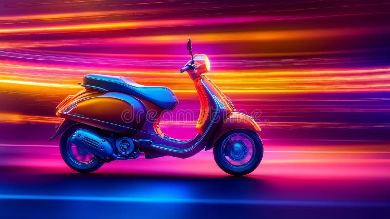 Modern Scooter with Vintage Design on the Old City Street Stock Photo ...