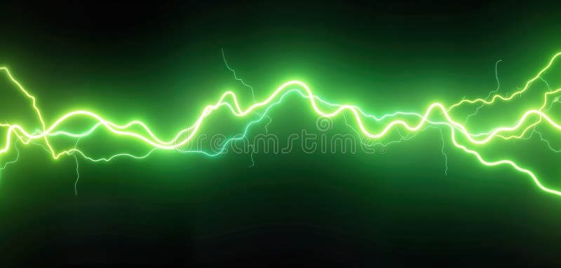 Dynamic Graphic of Neon Green, Yellow Lightning Fractal Design ...