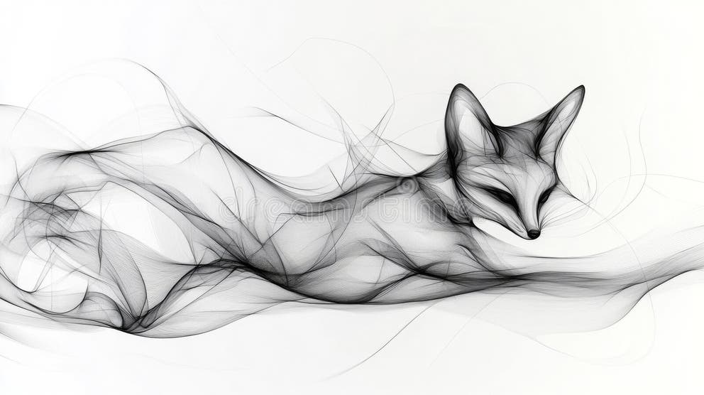 Dynamic Grayscale Fox Sketch in Motion Stock Illustration ...