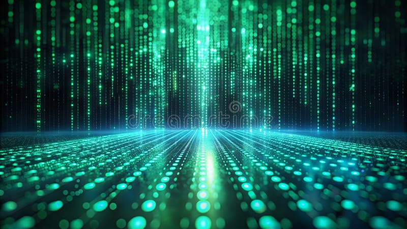 Dynamic Green Binary Code Stream A Visually Stunning Abstract Animation For Digital Technology