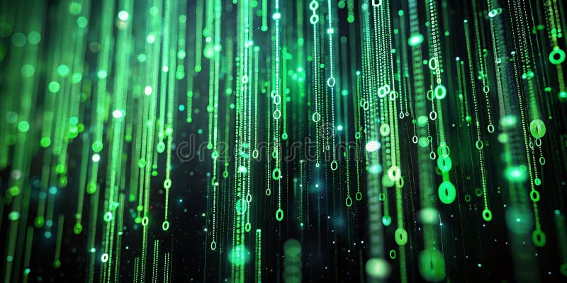 Dynamic Green Data Stream An Abstract Visual Representation Of Algorithm Binary Code And Falling