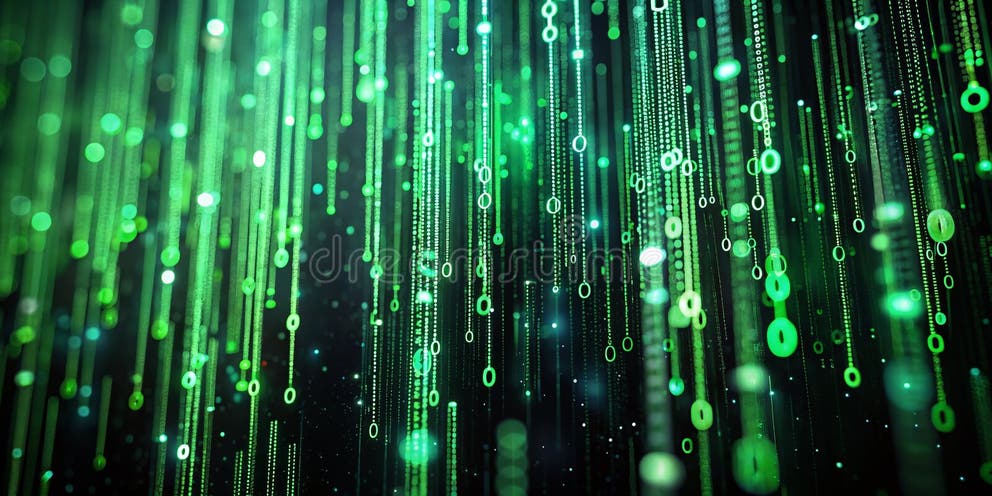 Dynamic Green Data Stream An Abstract Visual Representation Of Algorithm Binary Code And Falling