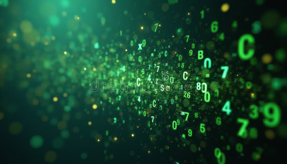 Dynamic Green Digital Data Stream Stock Image - Image of design, visual ...