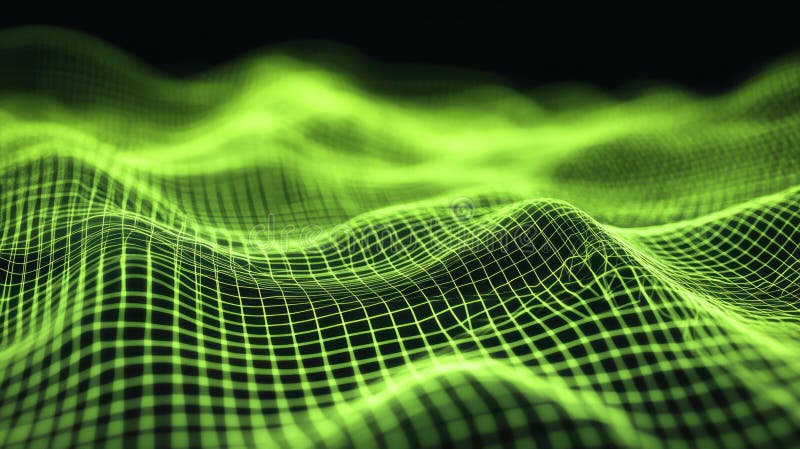 Dynamic Green Digital Wave Mesh Background Stock Image - Image of ...