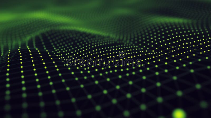 Dynamic Green Dot Wave Surface Abstract Technology Background Stock ...