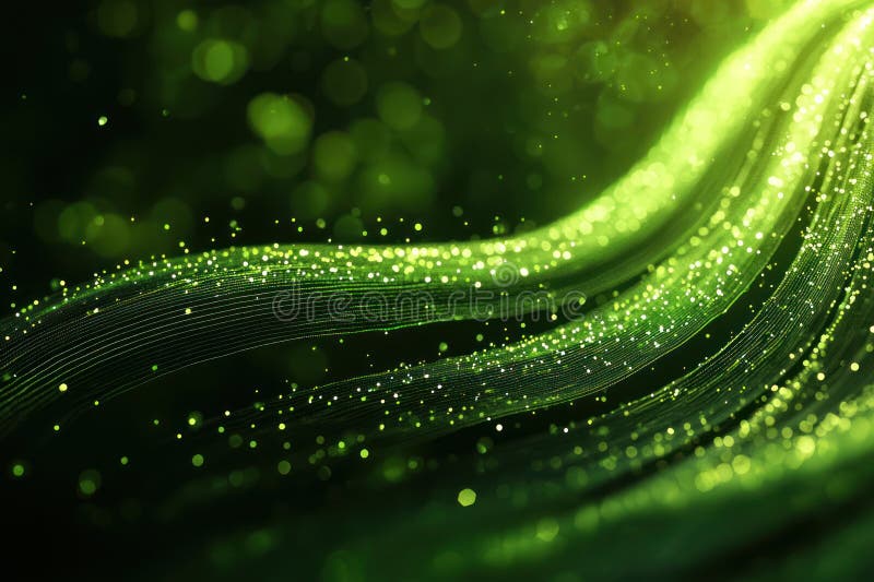 Dynamic Green Light Trails with Glowing Particles Create Futuristic and ...