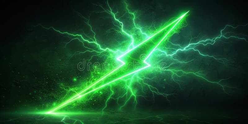 Dynamic Green Lightning Bolt Energy Burst Abstract Background ...