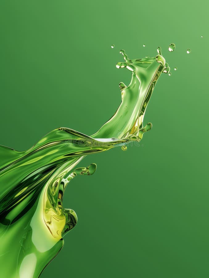 Dynamic Green Liquid Splash on Vibrant Background Stock Illustration ...