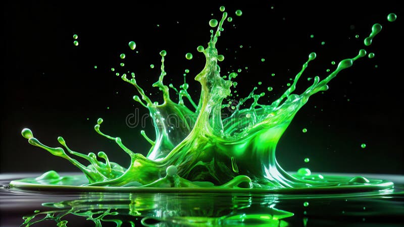 Dynamic Green Liquid Splashing and Creating a Stunning Crown ...