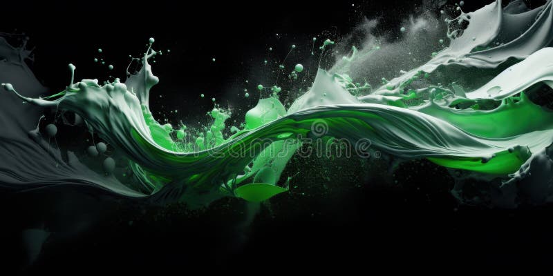 Dynamic Green Paint Splash on Black Background Capturing Motion and ...