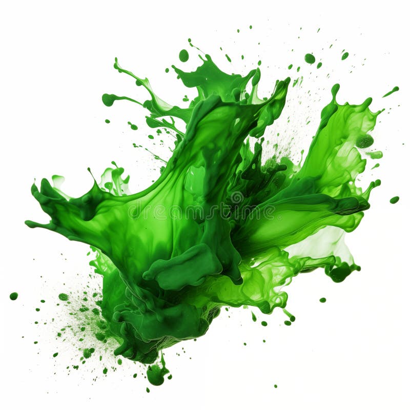 Dynamic Green Paint Splash on White Background Stock Illustration ...