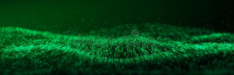 Dynamic Green Particle Wave. Futuristic Point Wave. Flow Digital ...