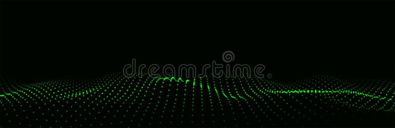 Dynamic Green Particle Wave. Futuristic Dots Glowing Wave. Flow Digital ...