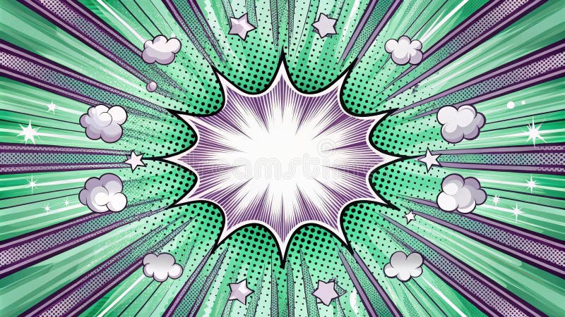 Dynamic Green and Purple Comic Book Explosion Design. Generative AI ...