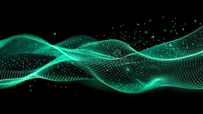 Dynamic Green Speed Lines and Glowing Particles Create an Abstract Tech ...