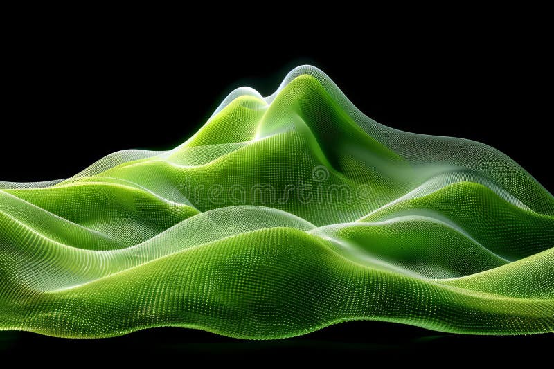 Dynamic Green Waves of Data Representing Digital Landscapes at Night ...