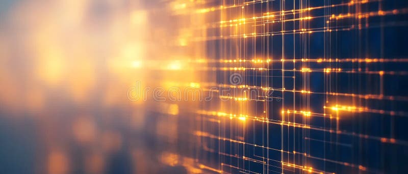 Dynamic Grid of Glowing Orange Lines Forming a Futuristic Data Network ...