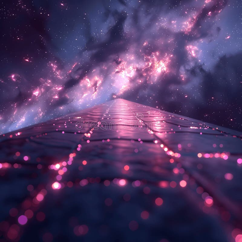 Dynamic Grid Lines in a VR Purple Haze. Stock Illustration ...