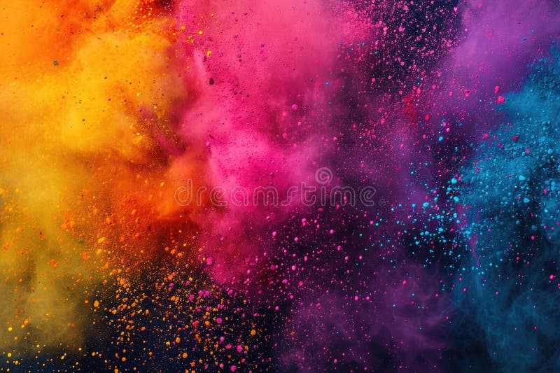 A Dynamic Group of Colored Powders Explodes into the Air, Creating a ...