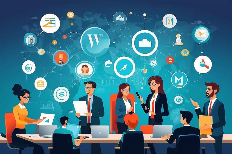 Dynamic Group of Marketing Experts Working Together in Modern Office ...