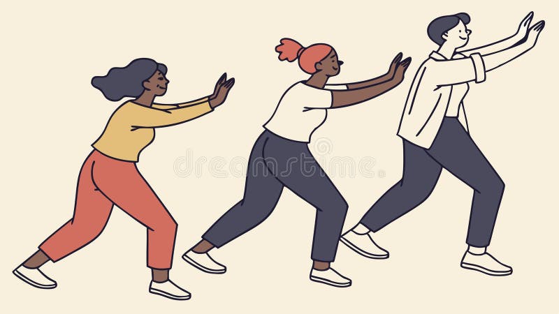 Dynamic Group Performing Synchronized Dance Movements, Vector Design ...