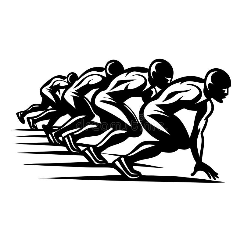 Dynamic Group of Runners Starting Position Powerful Athletic ...