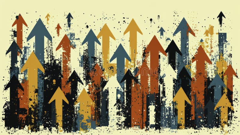 Dynamic Group of Textured Upward Arrows in Various Sizes and Colors on ...