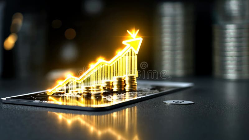 Dynamic Growth: Glowing Data, Rising Chart, Economic Success, Analytics ...