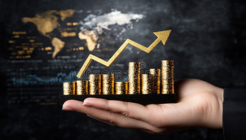 Dynamic Growth: Glowing Data, Rising Chart, Economic Success, Analytics Trend, Futuristic Arrows ...