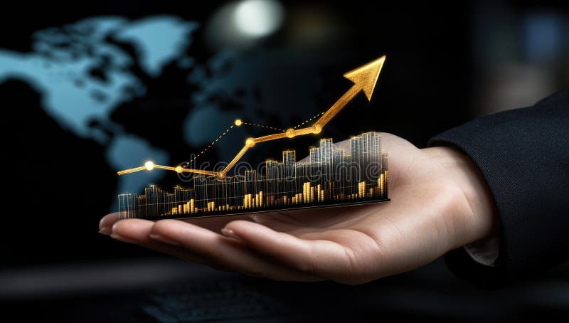 Dynamic Growth: Glowing Data, Rising Chart, Economic Success, Analytics ...