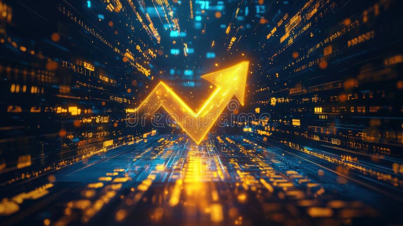 Dynamic Growth Visualization with Arrow and Digital Background Stock ...