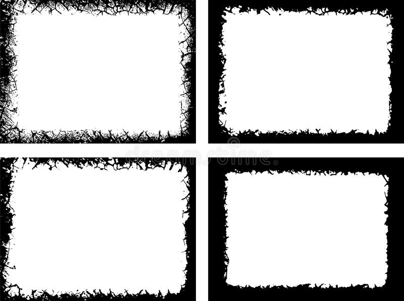 Dynamic Grunge Frames: Collection of Six Rectangular Frames with Distressed Borders Stock Vector ...