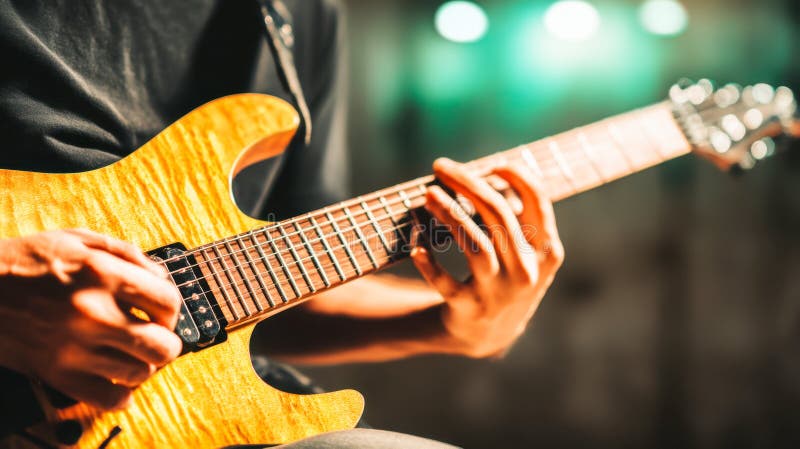 Dynamic Guitar Performance Showcasing Skillful Hand Movements and ...