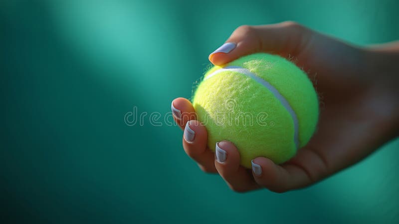 Dynamic Hand Gesture with a Bright Yellow Tennis Ball in Focus Stock ...
