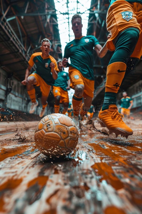 Dynamic Handball Play Rapid Footwork in Fast Break, Highlighting Speed ...