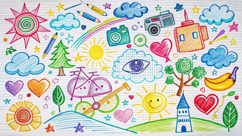 Dynamic HandDrawn Doodle Art a Modern AIGenerated Scribble Design ...
