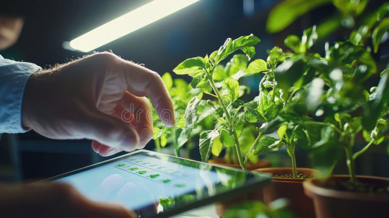 Dynamic Hands Interacting with Smart Plant Technology Stock ...