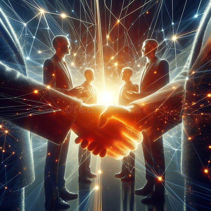 Dynamic Handshake Illumination Stock Illustration - Illustration of ...