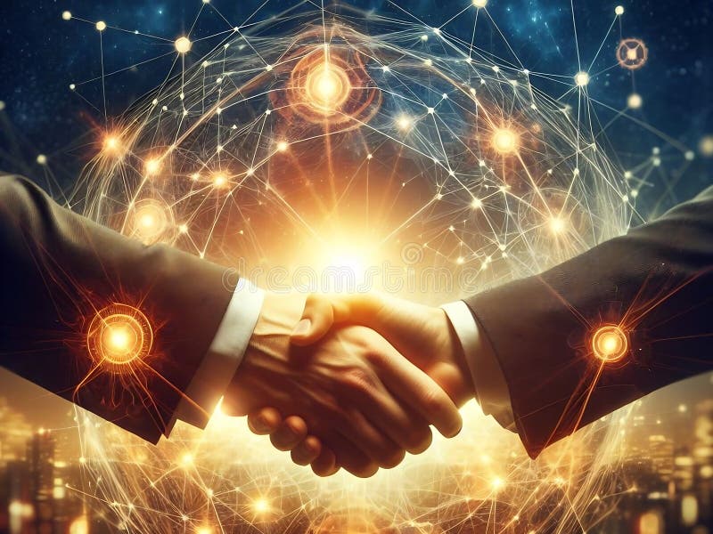 Dynamic Handshake Illumination Stock Illustration - Illustration of ...