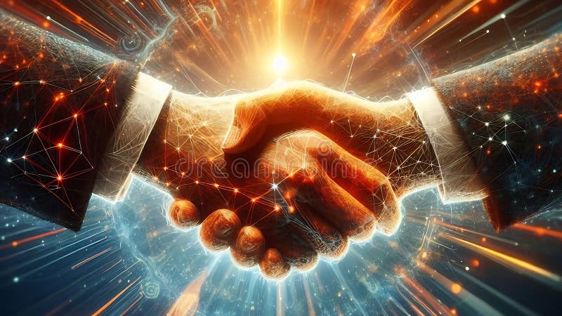 Dynamic Handshake Illumination Stock Illustration - Illustration of ...