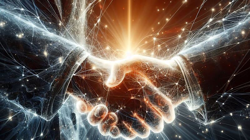 Dynamic Handshake Illumination Stock Illustration - Illustration of ...