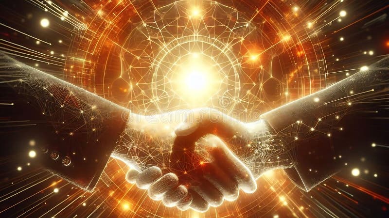 Dynamic Handshake Illumination Stock Illustration - Illustration of ...