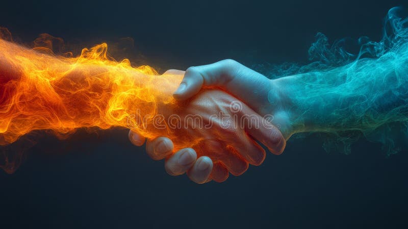Dynamic Handshake Symbolizing Unity Collaboration Contrasting Forces ...