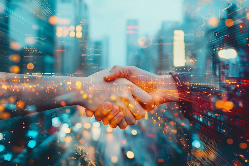 Dynamic Handshake in Urban Setting Stock Illustration - Illustration of ...