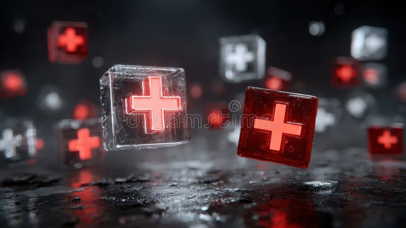 Dynamic Health Icons Floating Digital Space 3d Graphics Abstract View ...